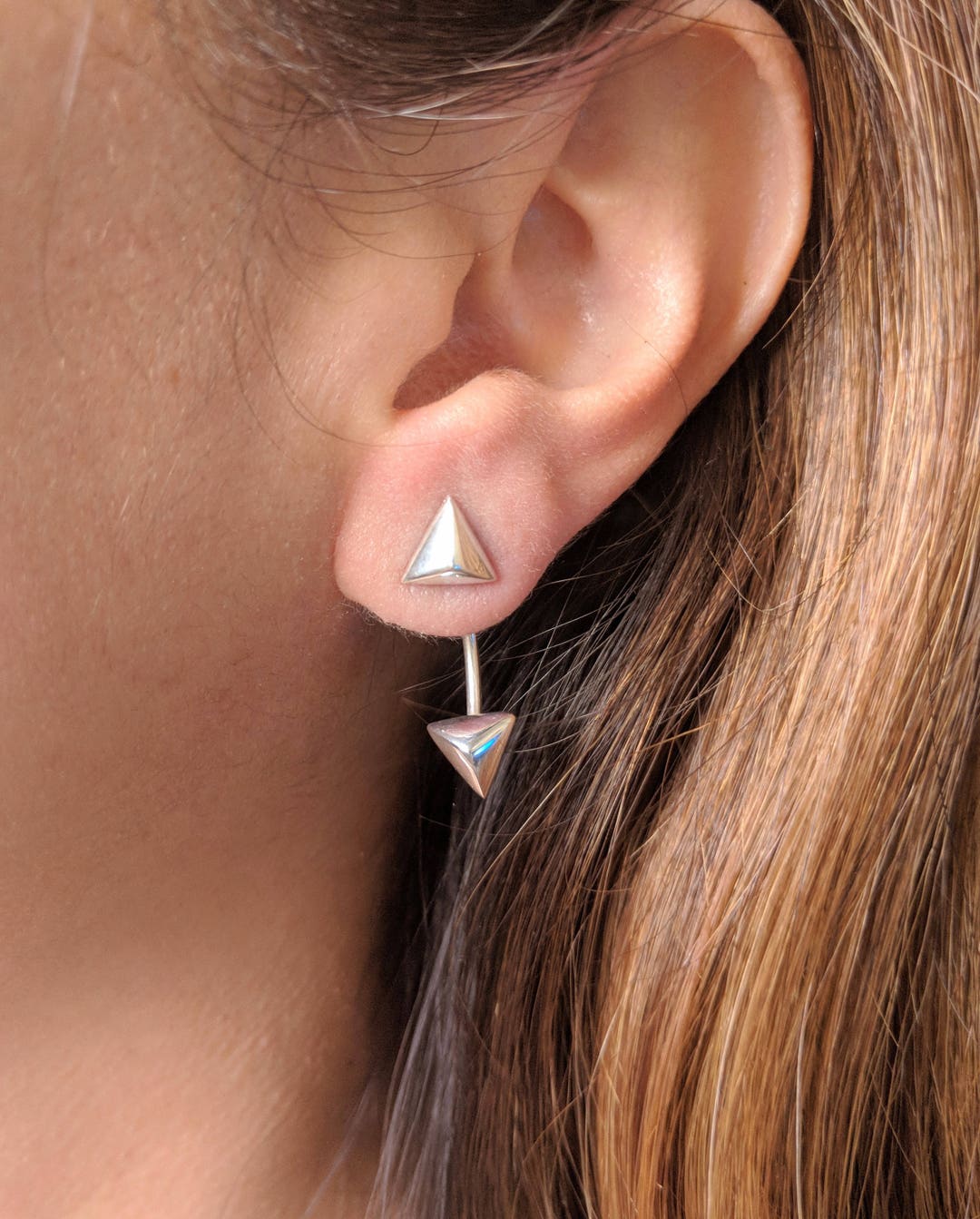 Triangle Ear Jacket - Geometric Earring - Double Sided Earring - Spike ...