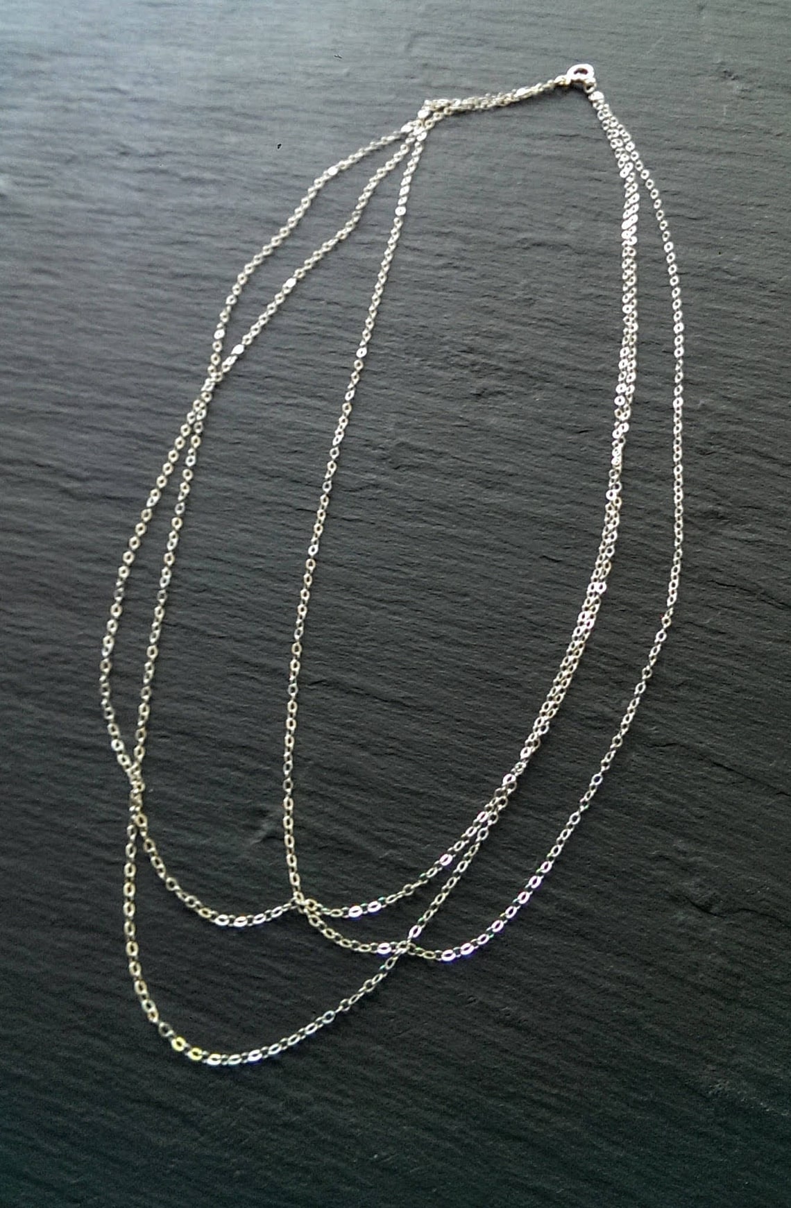Triple Layer Necklace Necklace Silver Set Multistrand | Etsy