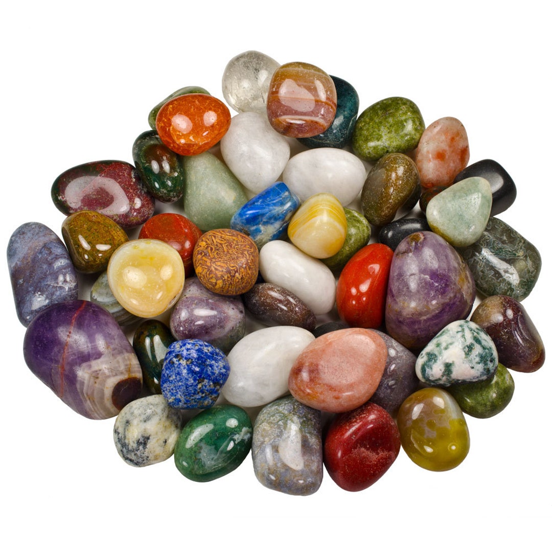 2 Pounds RARE Indian Tumbled Polished Natural Stones Assorted Mix ...