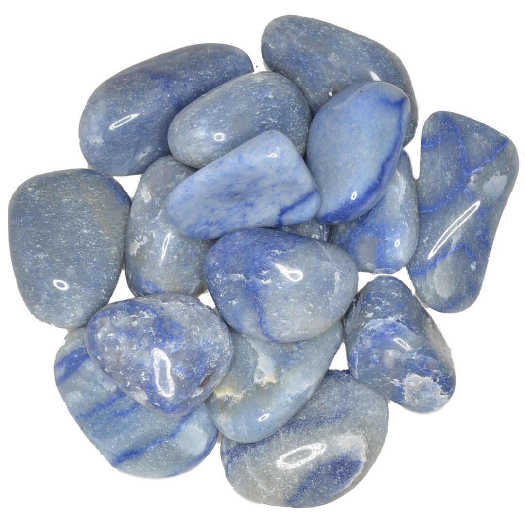 Hypnotic Gems: Blue Quartz Tumbled Stones - Grade 2 - Large - 1.5" to 1 ...
