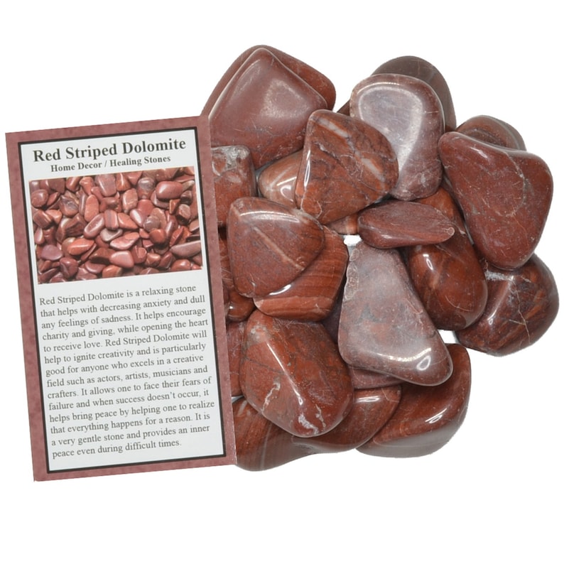 Hypnotic Gems: 3 Lbs Red Striped Dolomite Tumbled Stones | Etsy