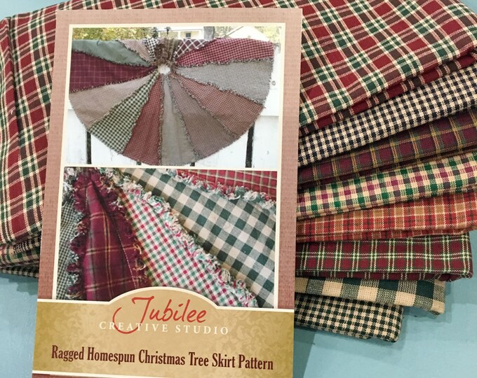 Primitive Ragged Christmas Tree Skirt Kit Plus Pattern 44 Inches - Etsy