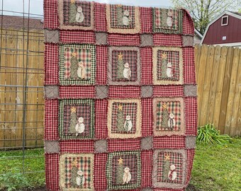 Snowman Rag Quilt - Etsy