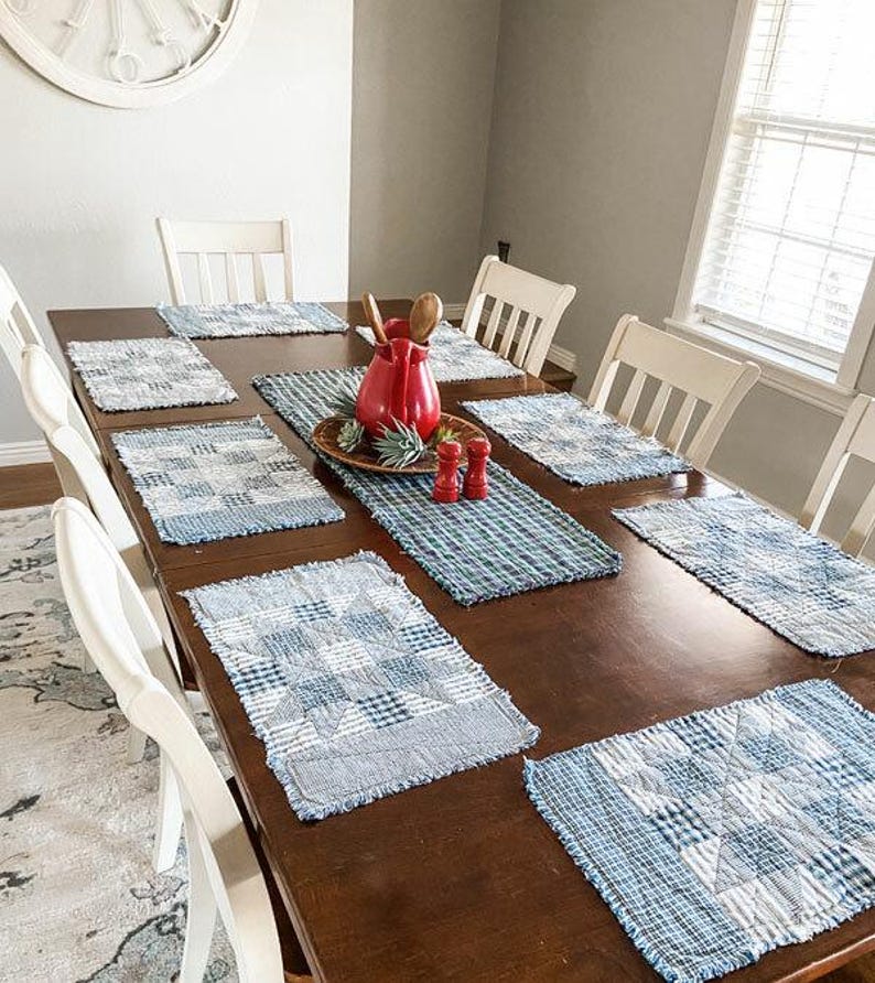 Patchwork Placemat With Rag Quilt Style Edges Set of 4 Pattern ...