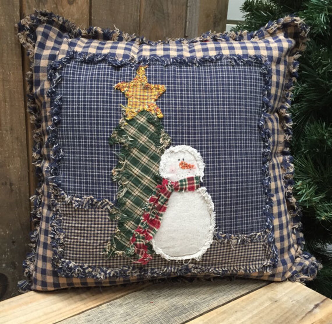 Shabby Snowman Pillow Rag Style Pattern | Digital Download | Finished ...