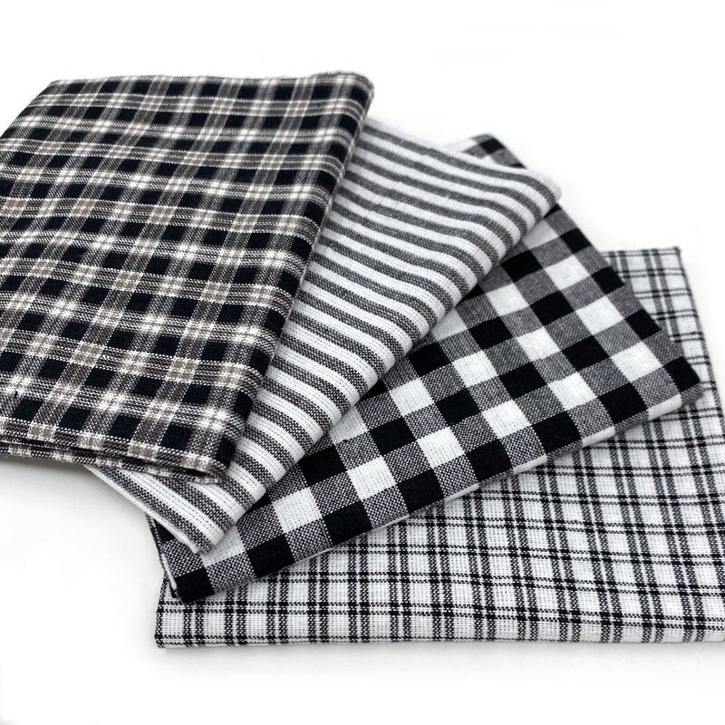 Black and White Plaid Fabric - Etsy