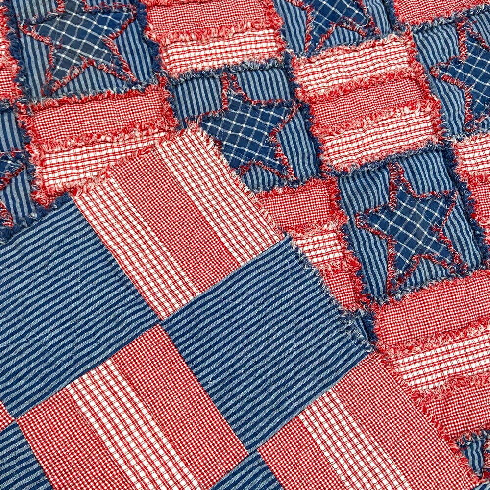 Stars 'n Stripes Quilt Ragged Style Pattern Digital | Etsy