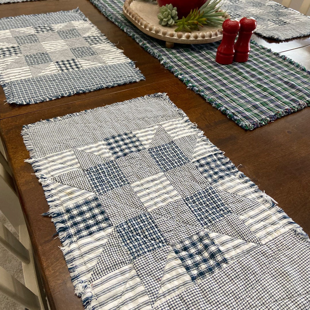 Patchwork Placemat With Rag Quilt Style Edges Set of 4 Pattern Digital ...