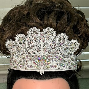 Lace Crown With Clear AB Rhinestones or Sew on Pearls. Lace Irish Dance ...