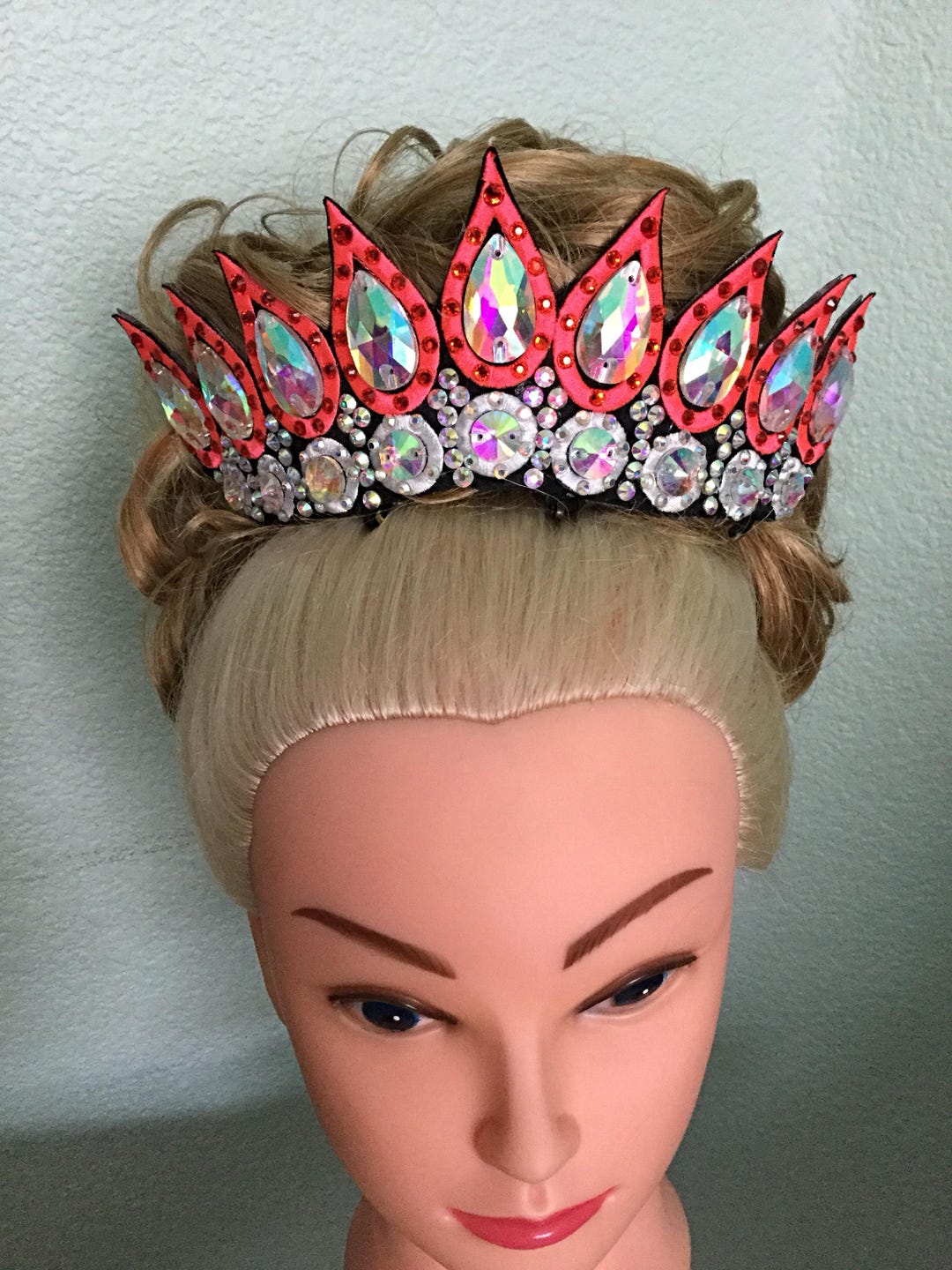 Maeve Single Row Embroidered Tiara With Hand Sewn Teardrop and - Etsy