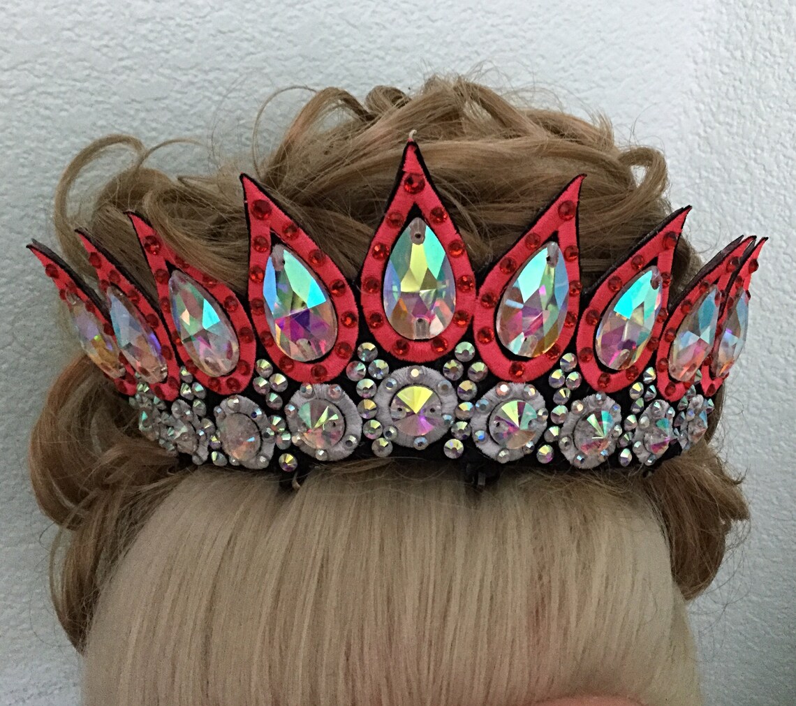 Maeve Single Row Embroidered Tiara With Hand Sewn Teardrop and | Etsy