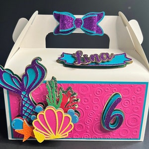 Personalized 3D Mermaid, Gable Box, Under the Sea Girl Party Favor ...