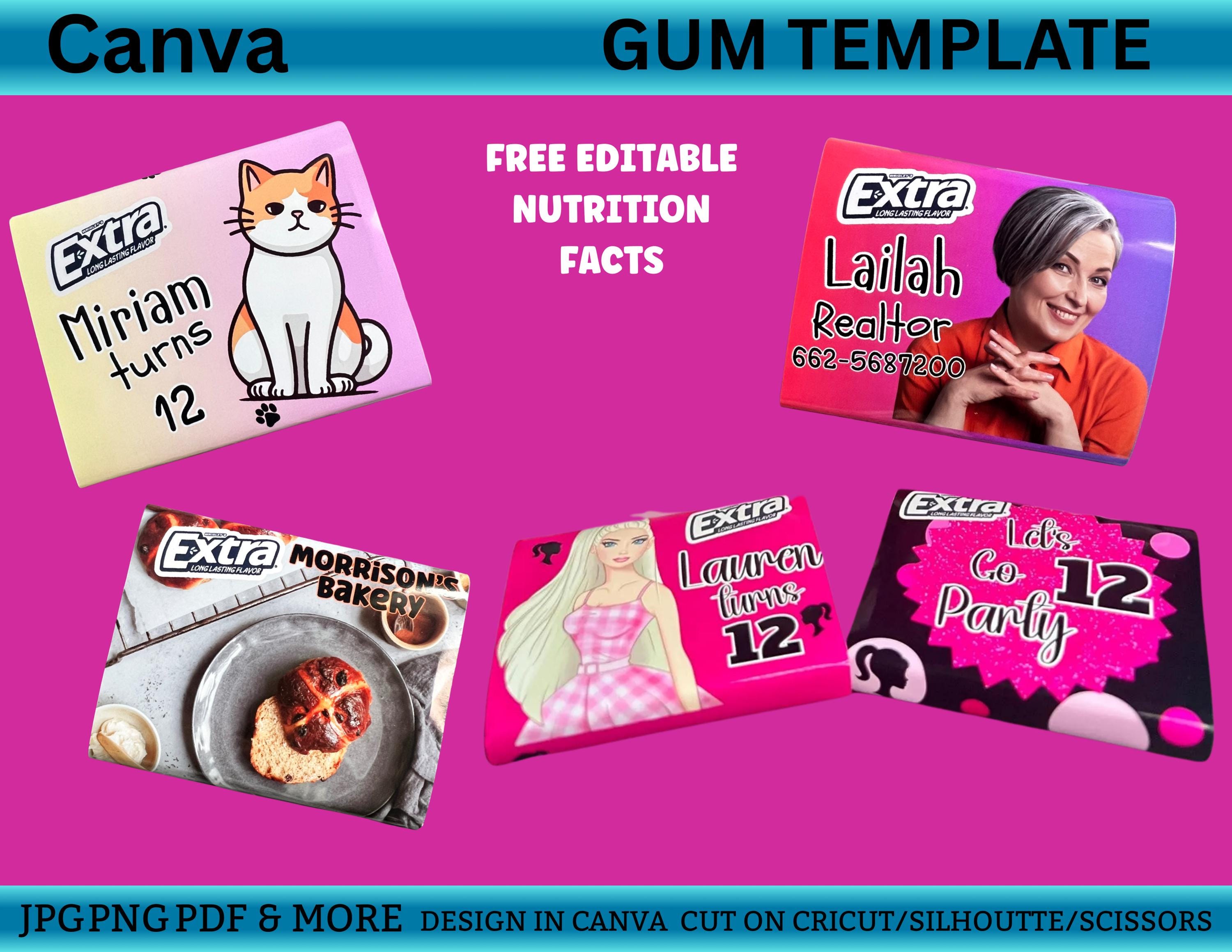 DIGITAL Editable Gum Template, Party Favor Template - Etsy