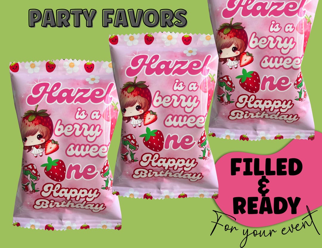 Custom Party Favors, Berry Sweet One Birthday Chip Bag, 1st Birthday ...
