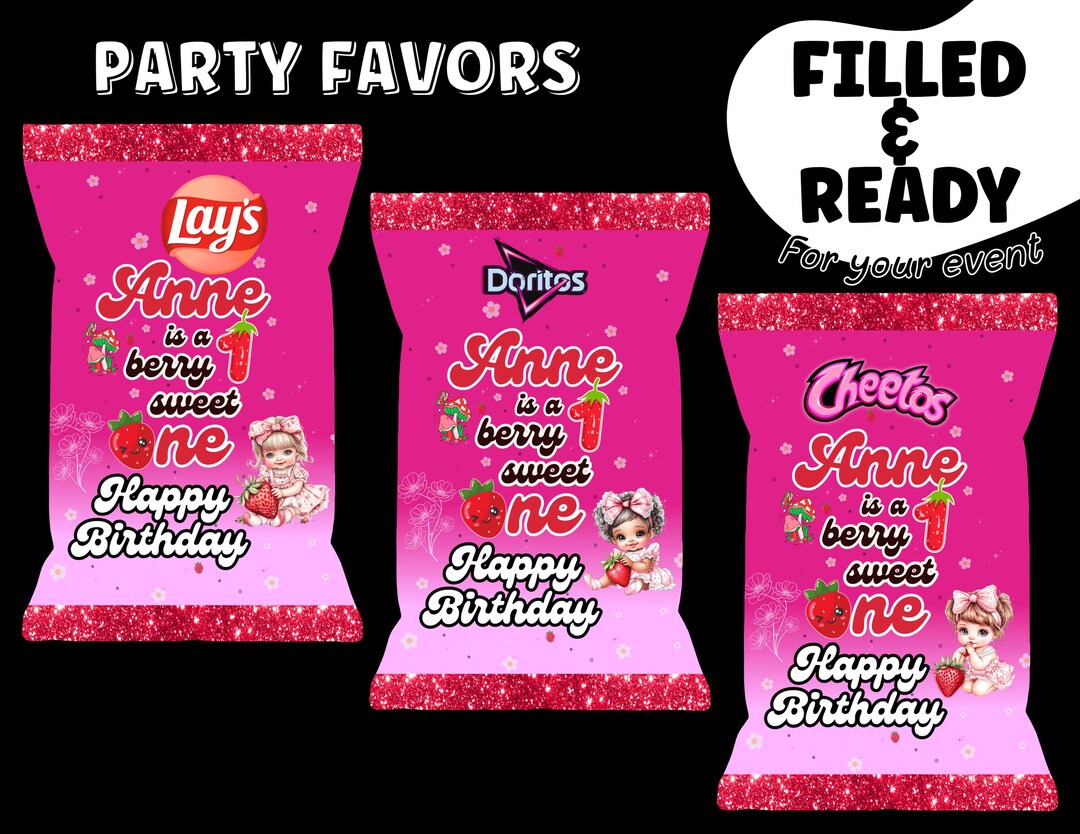 Berry Sweet One Chip Bags: Strawberry 1st Birthday Party Favors - Etsy