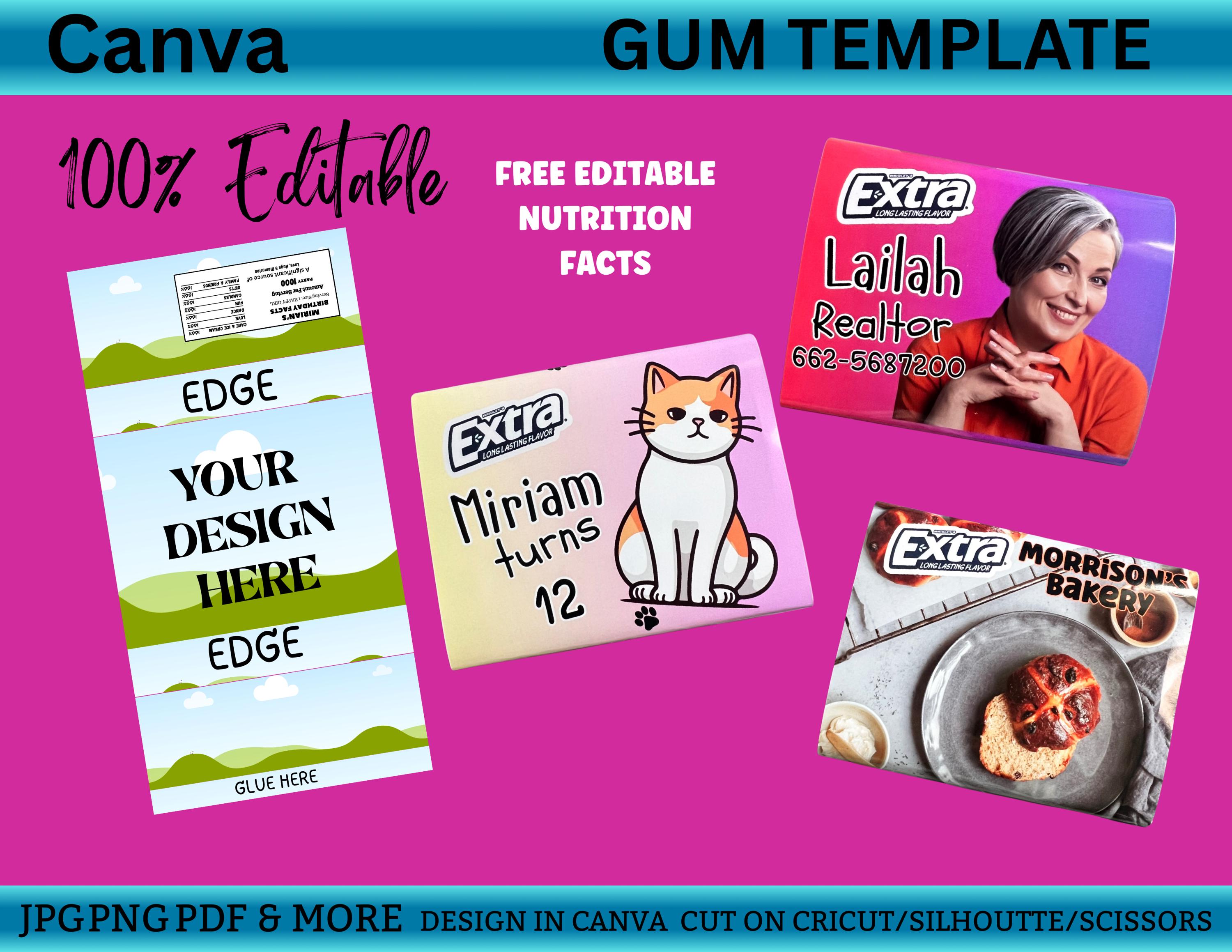 DIGITAL Editable Gum Template, Party Favor Template - Etsy
