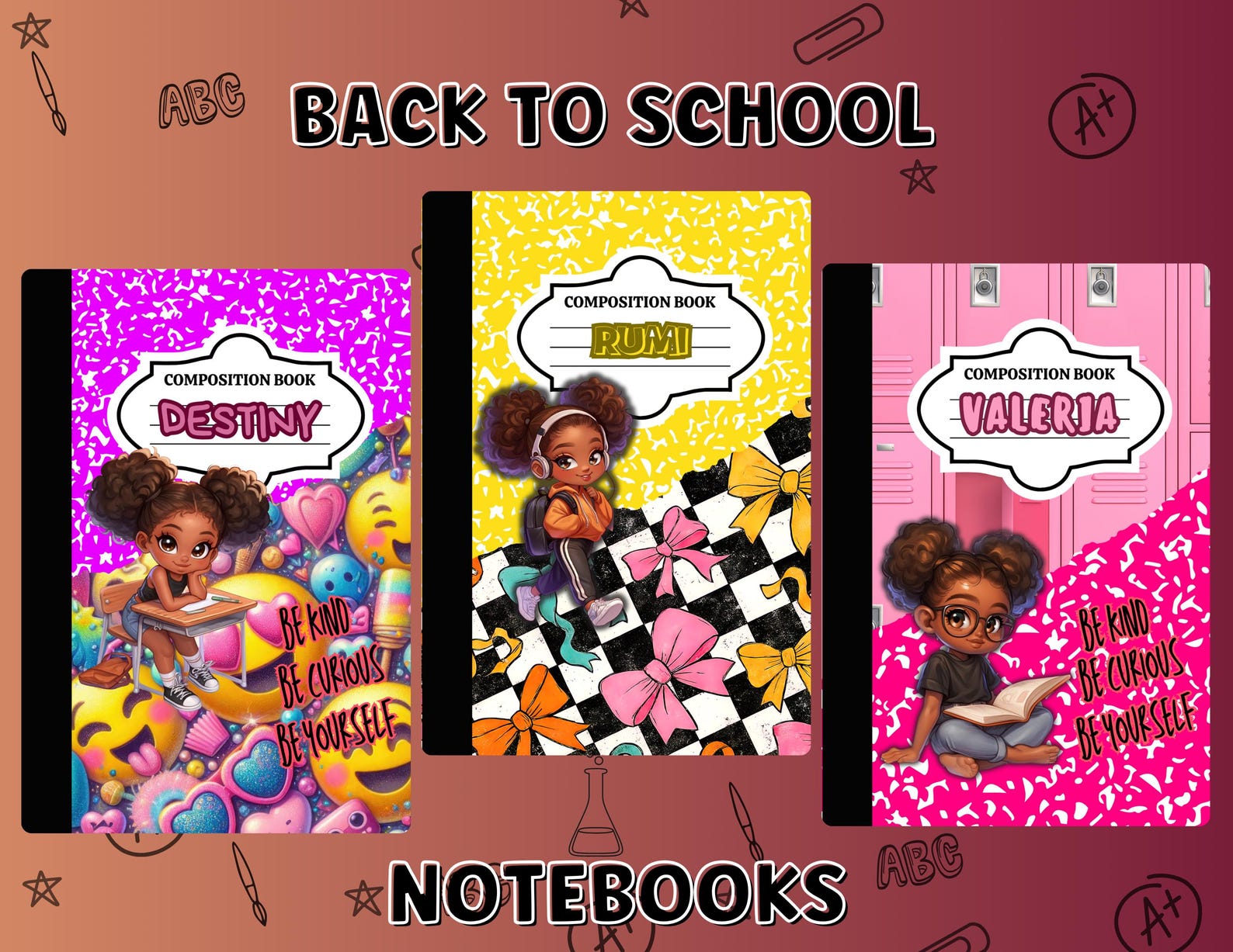 Personalized Holographic Composition Notebook: Back to School Supplies ...