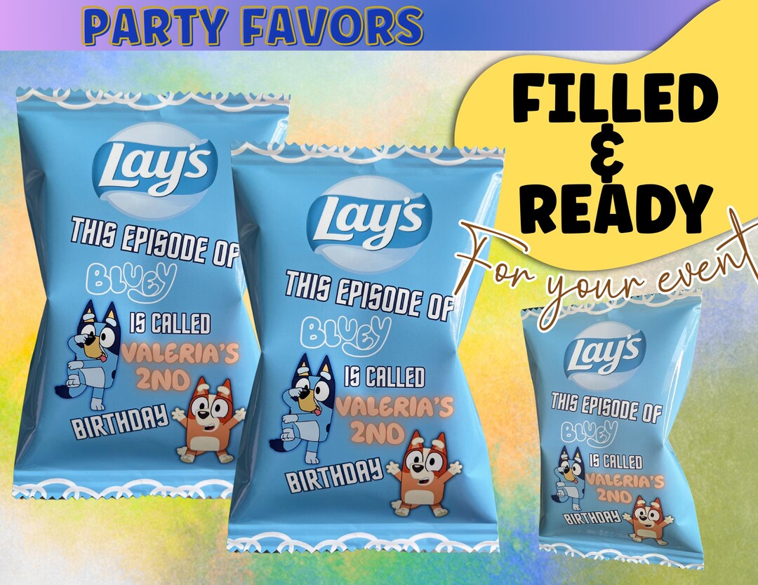 Custom Bluey Party Favors, Birthday Chips Bags, Party Favor Bags ...