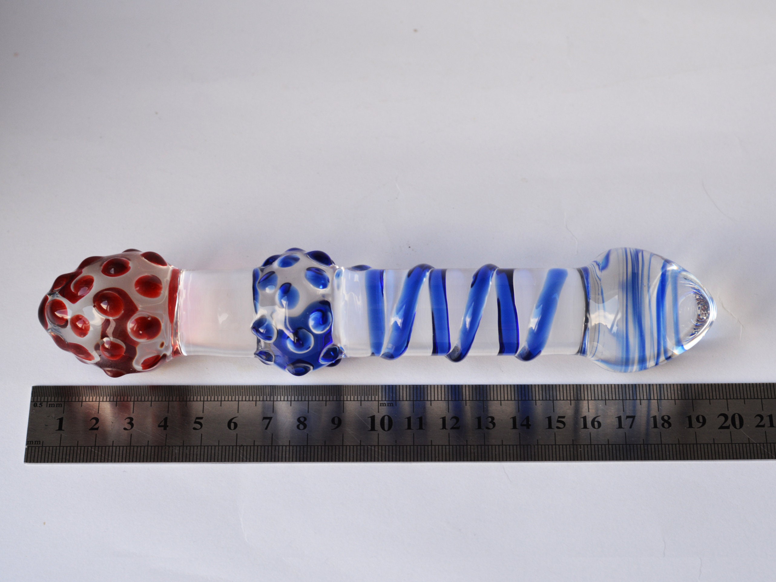 8 Ribbed Double Glass Dildo Anal Sex Toy Clear Glass Etsy 2262