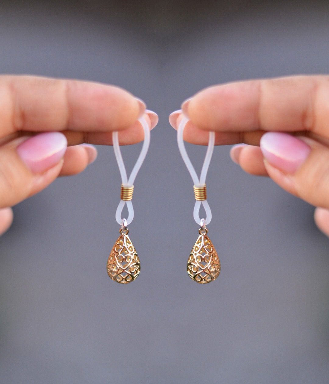 Gold Lace Nipple Dangles: Non Piercing Intimate Jewelry - Etsy