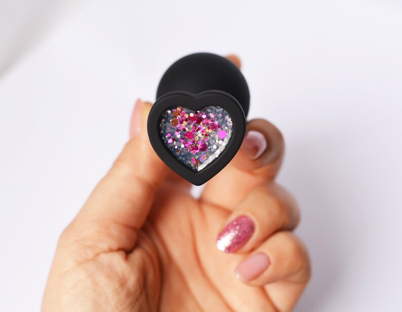 Heart Anal Plug Sparkle Black Shaped Butt Plug Beginer Etsy