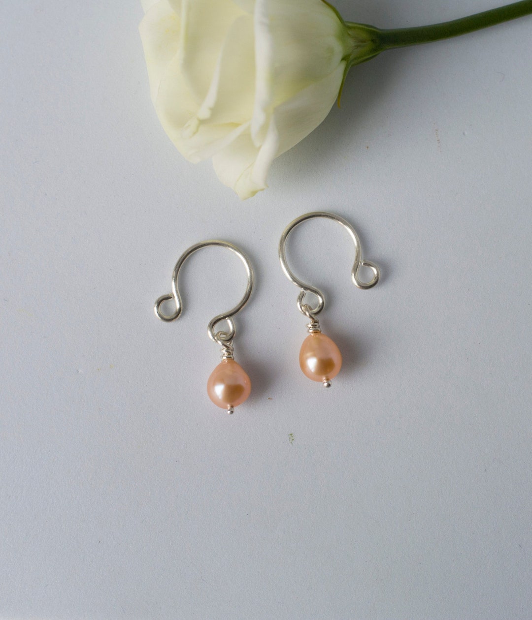 Rose Peach Pearl Nipple Clamps Non Piercing Nipple Rings Real River ...