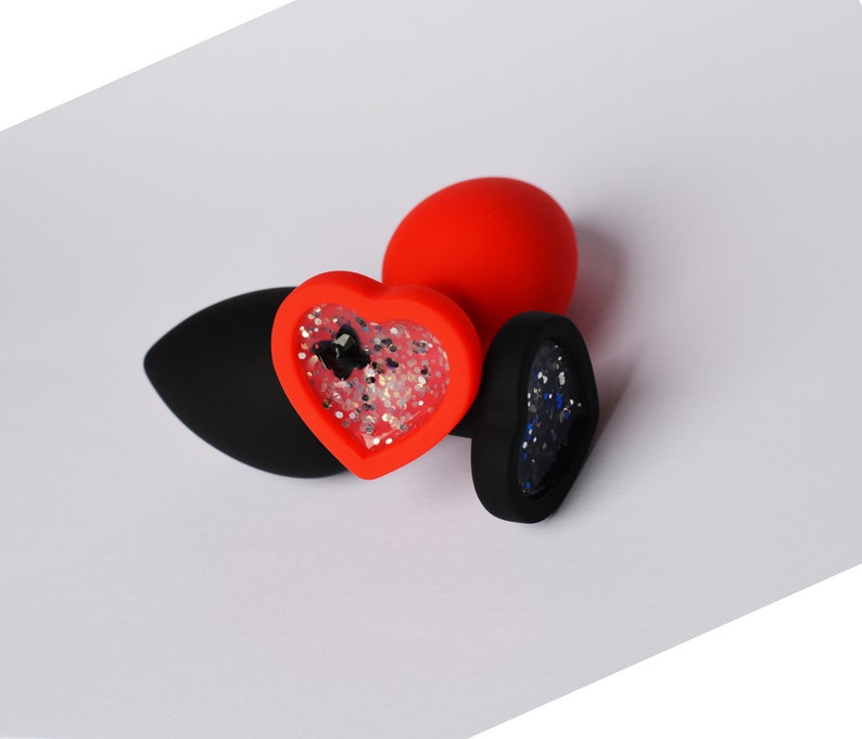 Pink Heart Butt Plug Beginer Silicone Sex Toy Sparkle Shaped Etsy