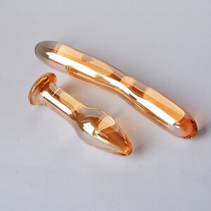 Gold Glass Butt Plug / 6 2/3 Glass Wand / Gold Dildo 6 2/3 / Anal Sex ...