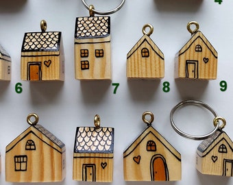 House Keychain Unique Handmade Nice Small Wooden Houses Key Ring Gift ...