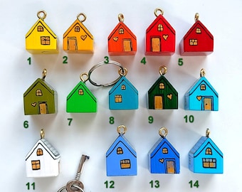 House Keychain Unique Handmade Nice Small Wooden Houses Key Ring Gift ...