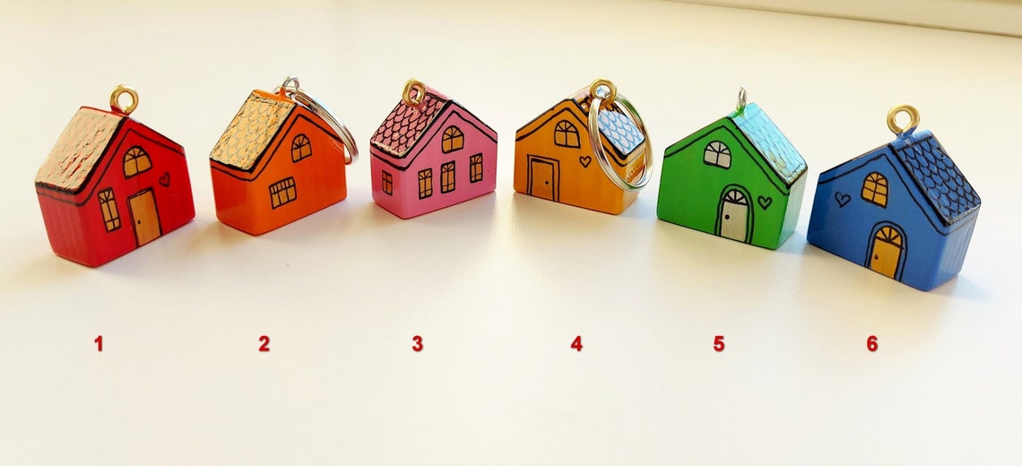 House Keychain Unique Handmade Nice Small Wooden Houses Key - Etsy