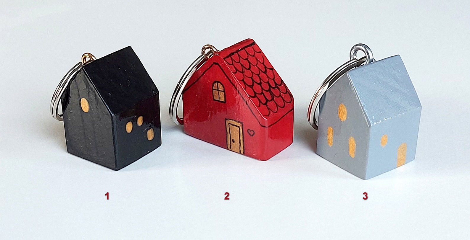 House Keychain Unique handmade nice small wooden houses Key | Etsy