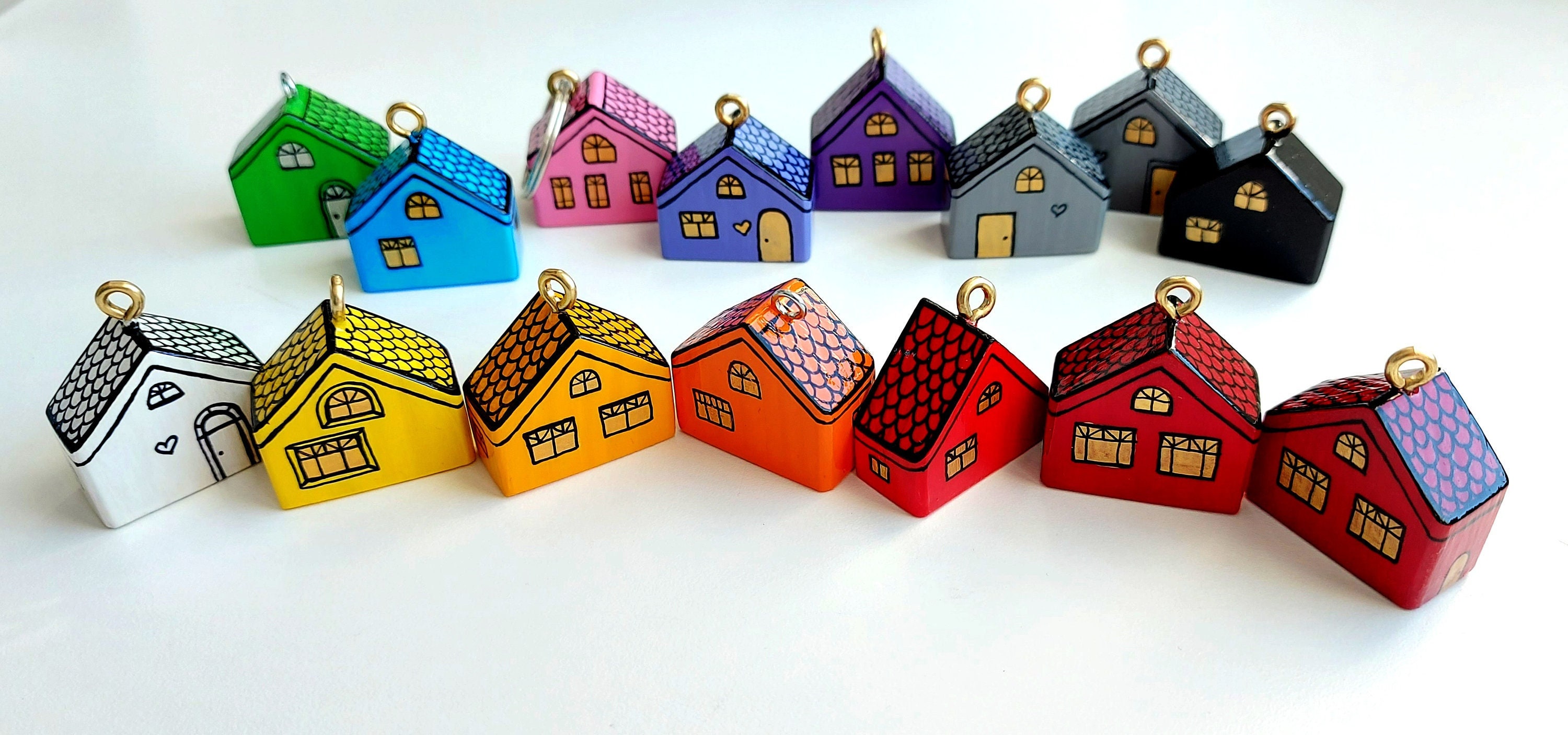 House Keychain Unique Handmade Nice Small Wooden Houses Key - Etsy