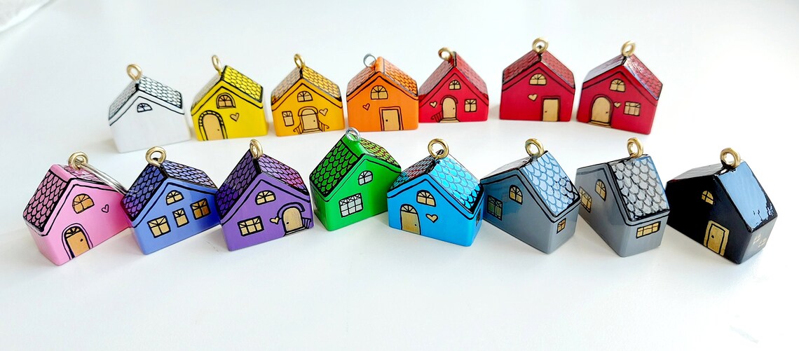 House Keychain Unique Handmade Nice Small Wooden Houses Key - Etsy