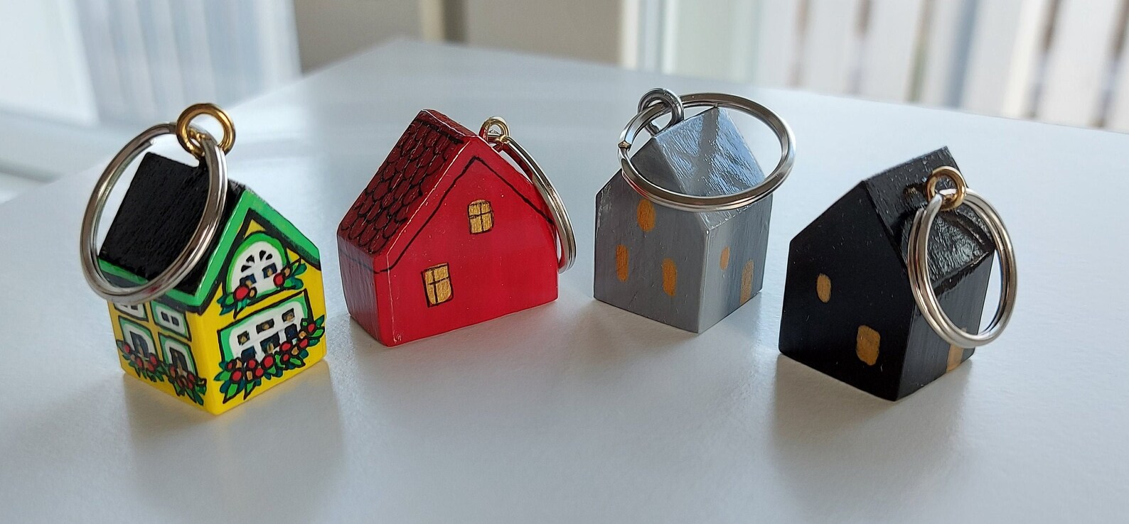 House Keychain Unique Handmade Nice Small Wooden Houses Key - Etsy