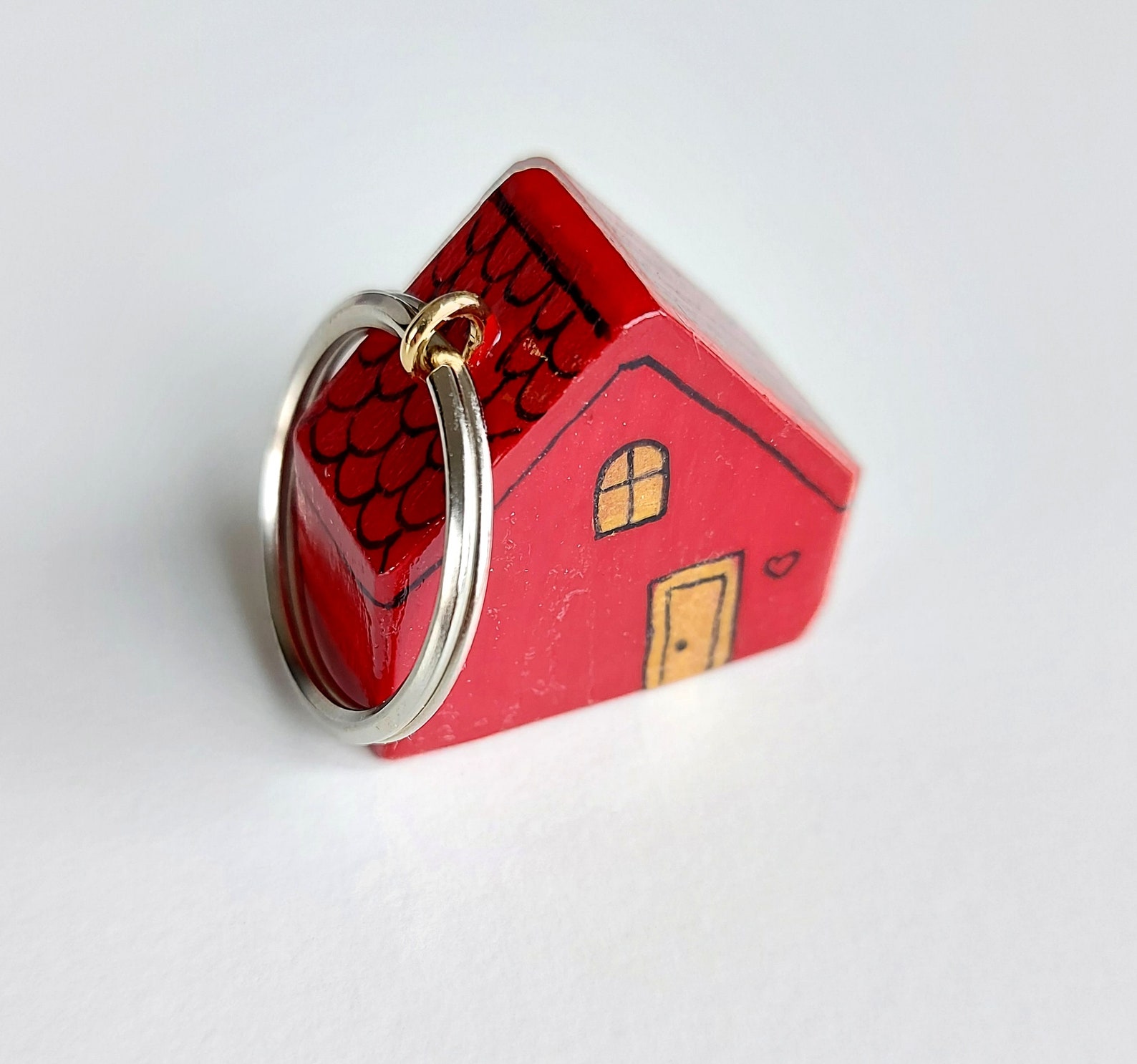 House Keychain Unique handmade nice small wooden houses Key | Etsy