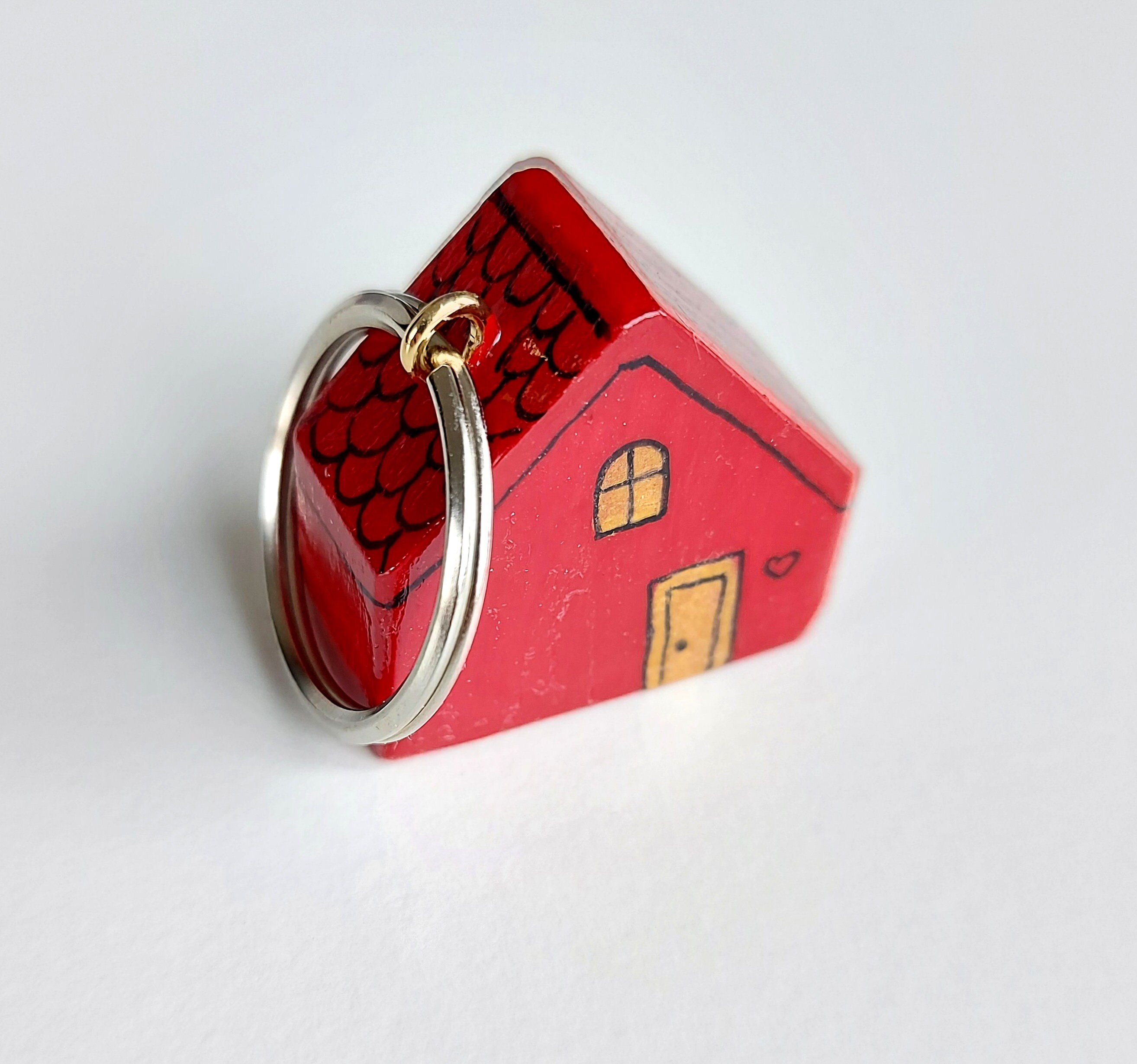 House Keychain Unique handmade nice small wooden houses Key | Etsy