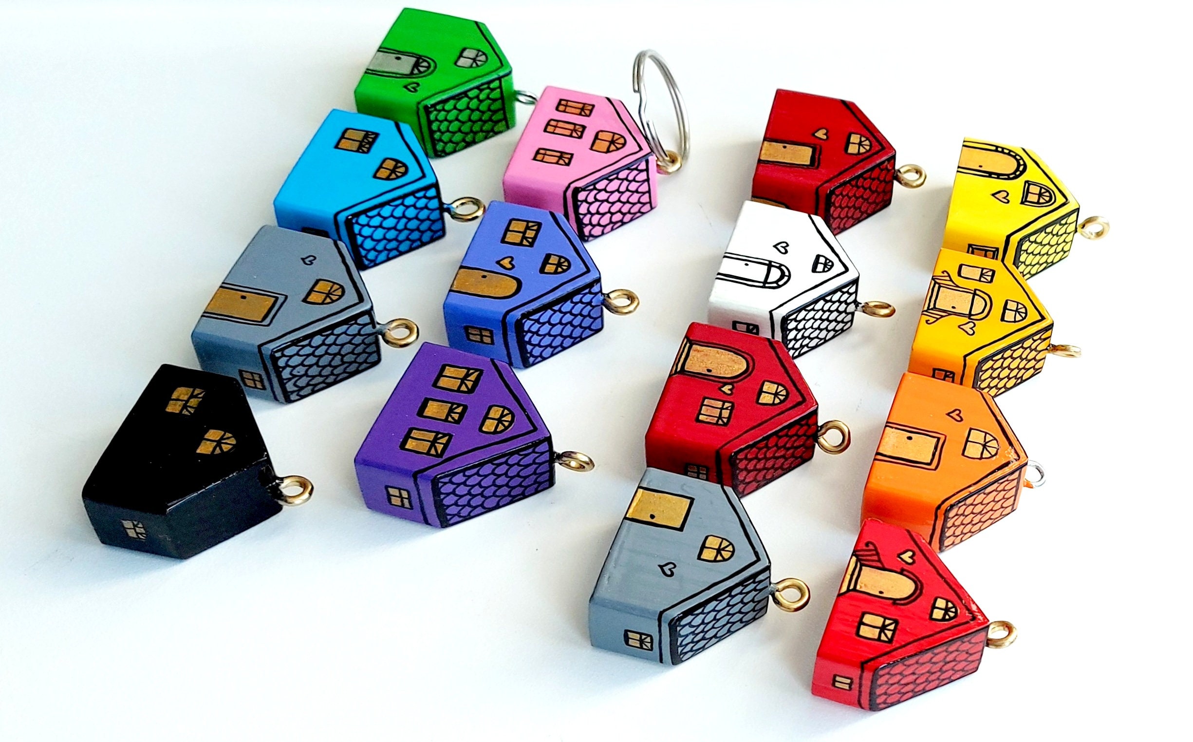 House Keychain Unique Handmade Nice Small Wooden Houses Key - Etsy