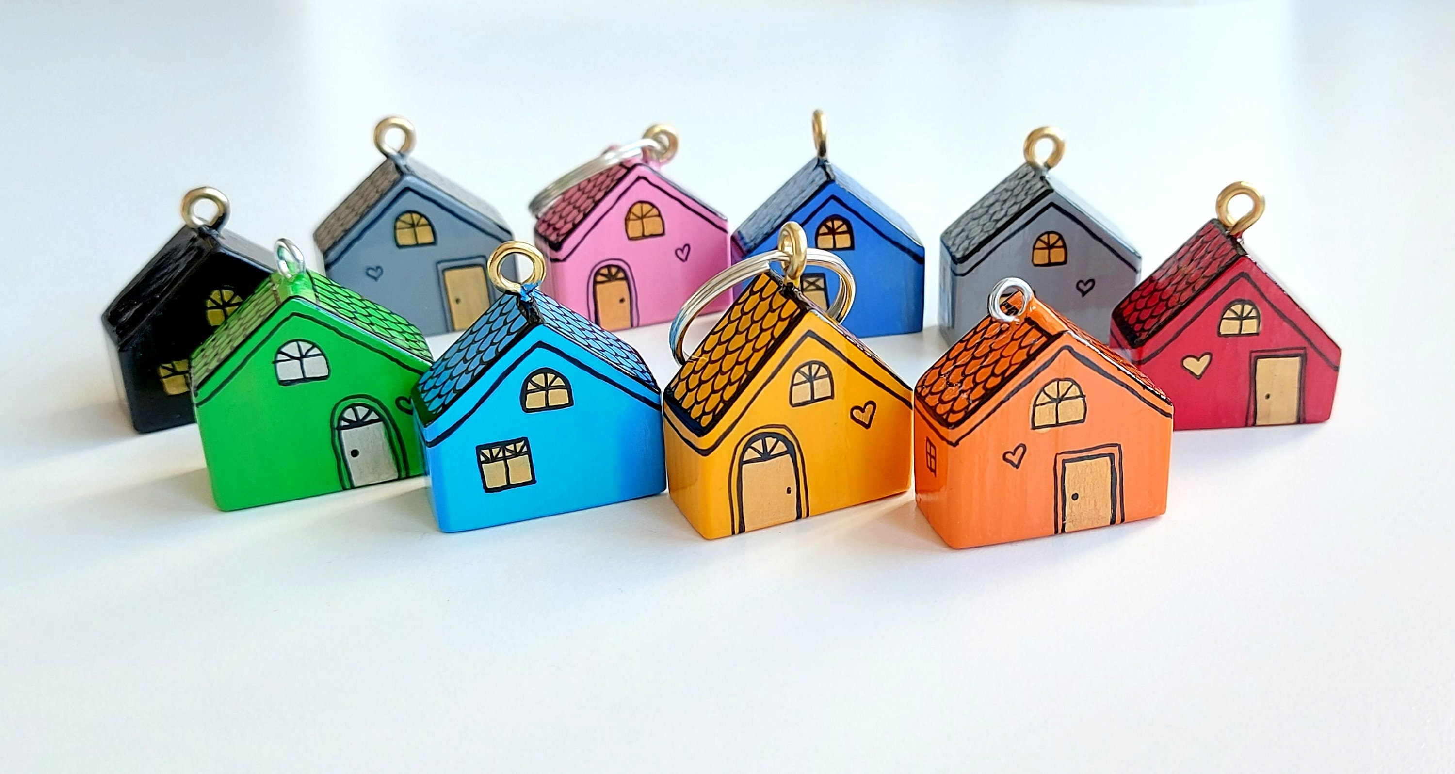House Keychain Unique Handmade Nice Small Wooden Houses Key - Etsy