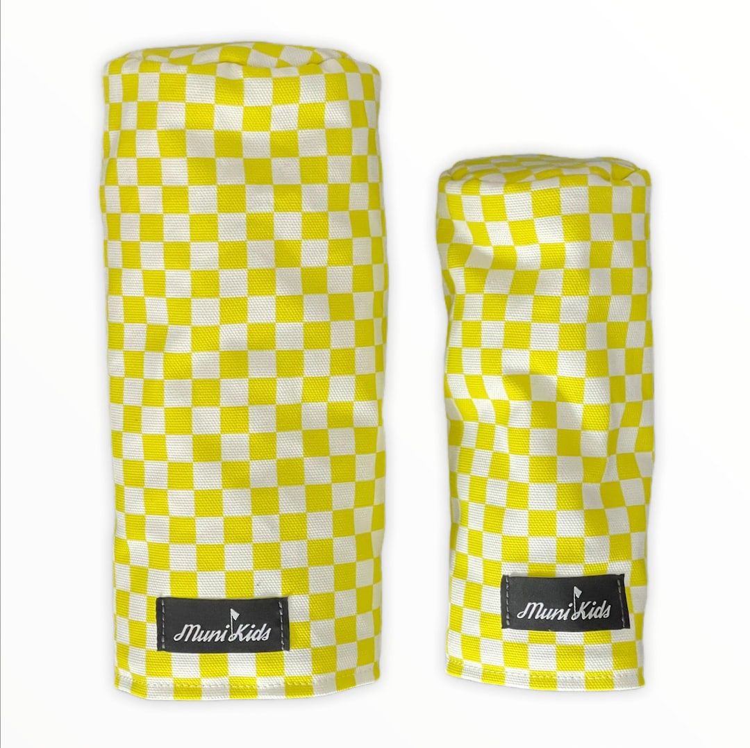 Yellow Checkerboard Golf Headcover: Canvas Fleece-lined - Etsy