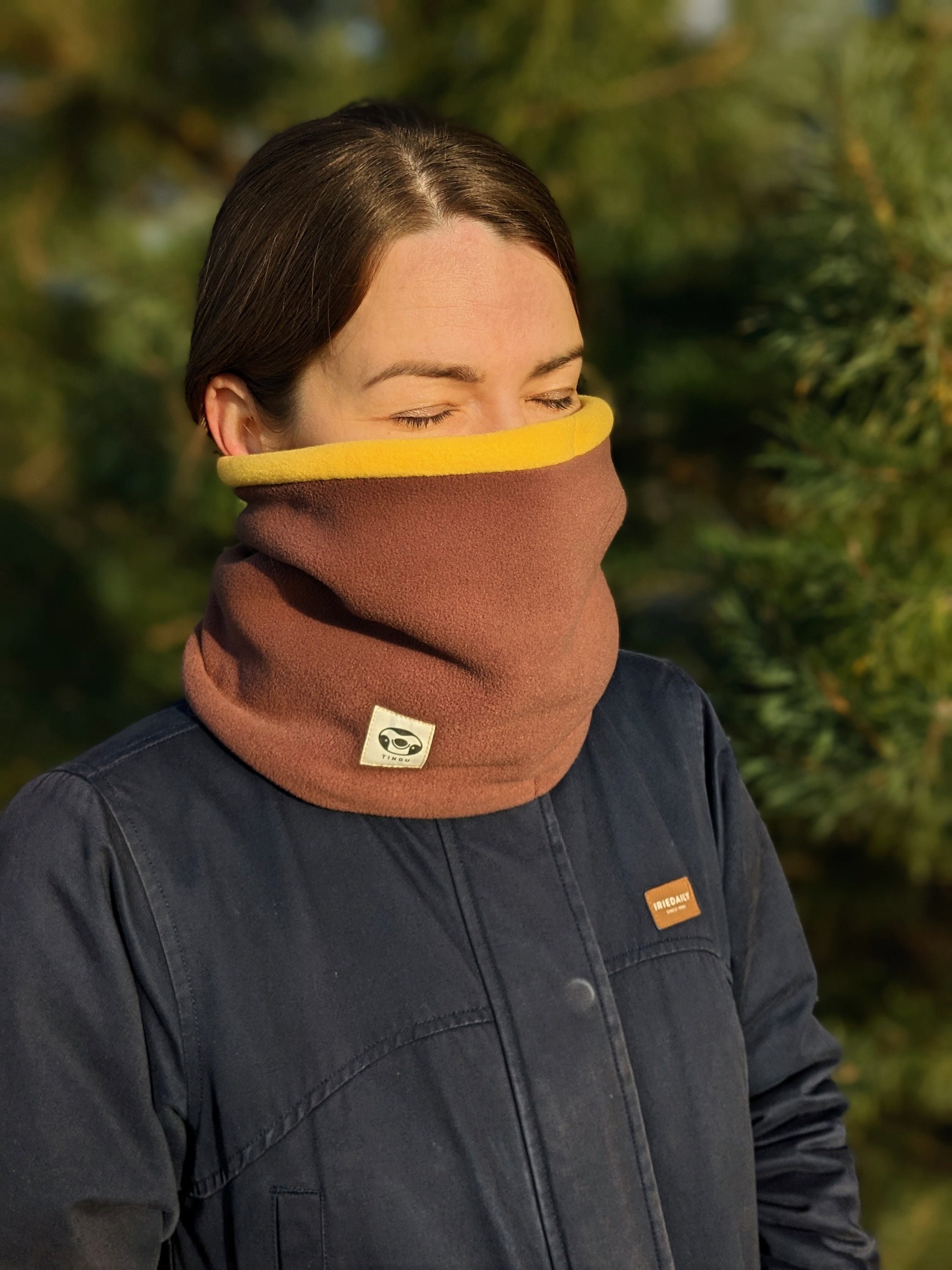 Extra Warm Double-layered Snood/ Neck Warmer - Brown/yellow - Etsy