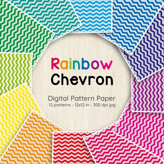 Rainbow Chevron Printable Pattern Paper Set - Etsy