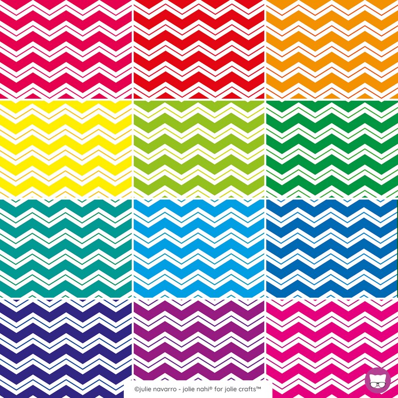 Rainbow Chevron Printable Pattern Paper Set - Etsy