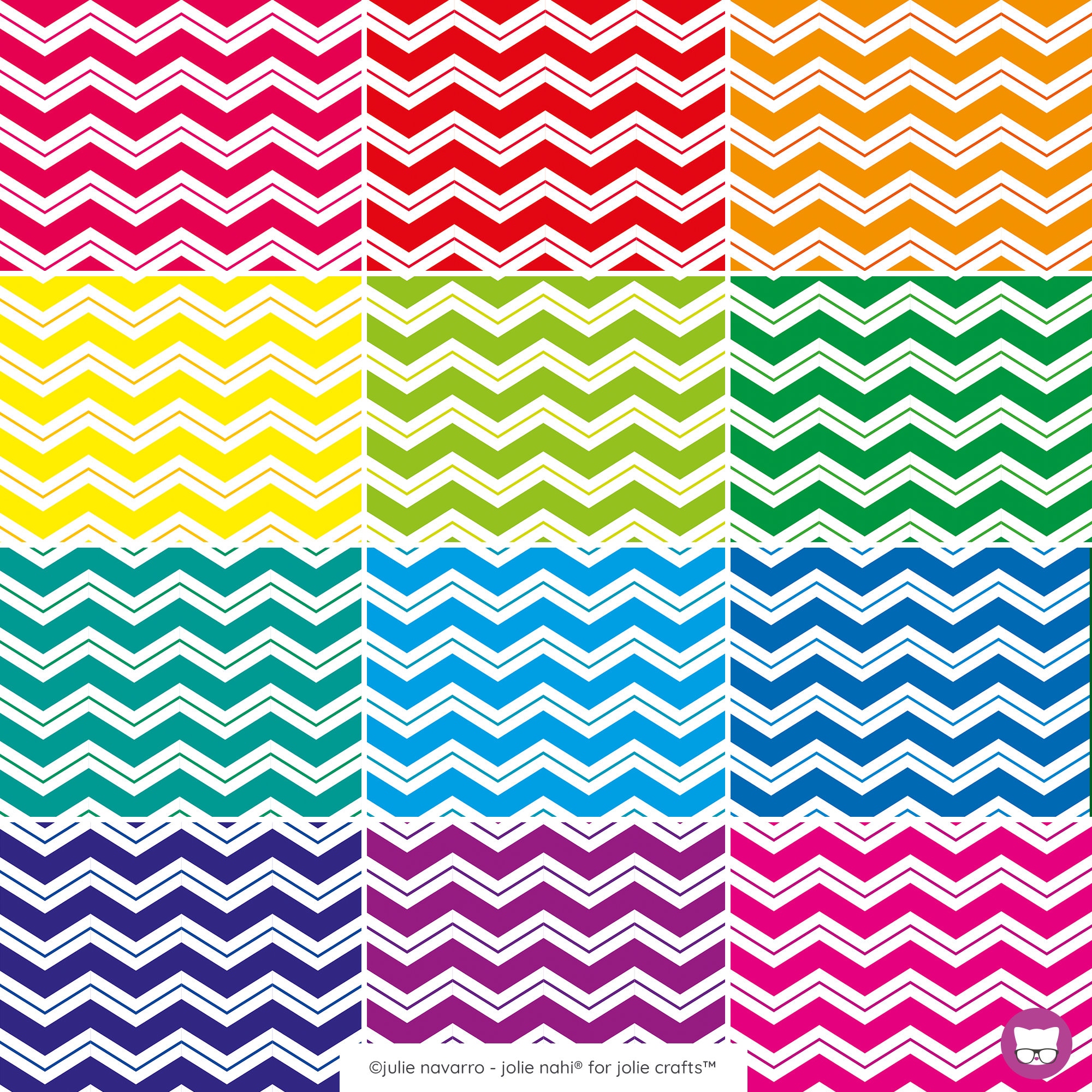 Rainbow Chevron Printable Pattern Paper Set - Etsy