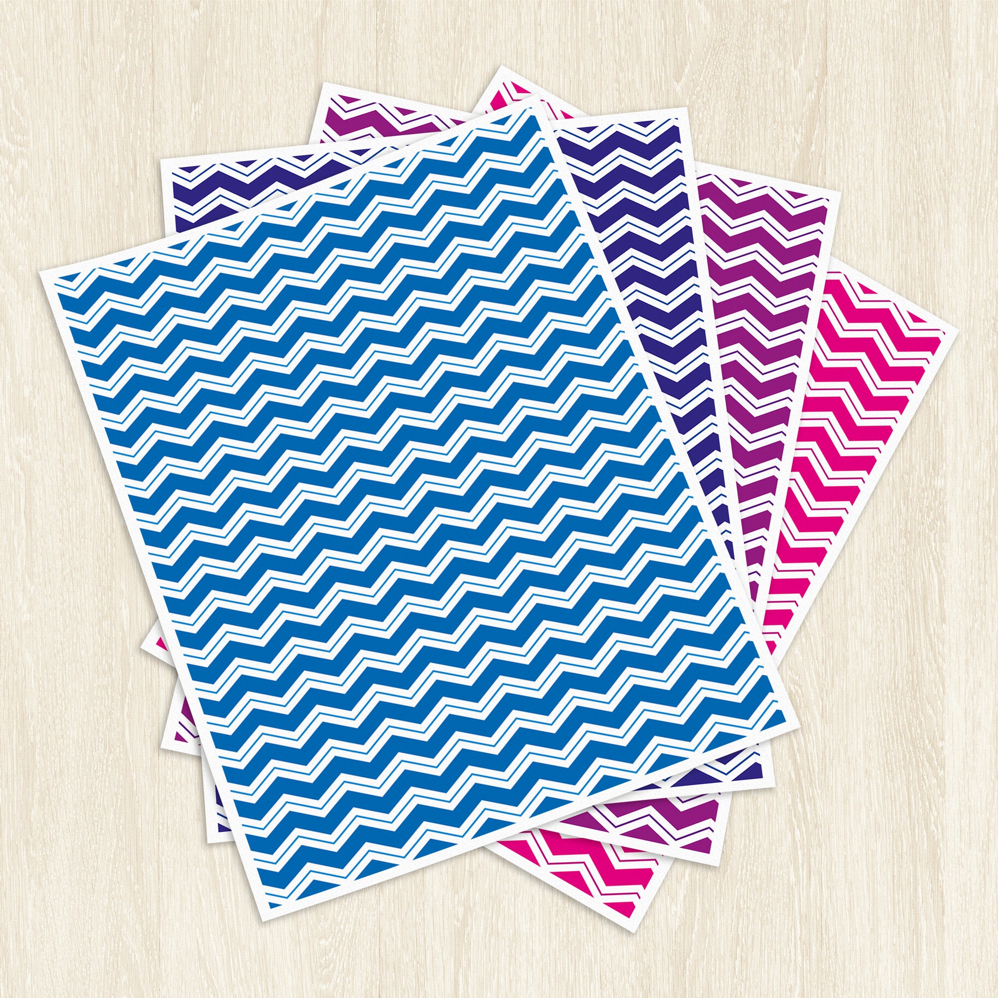 Rainbow Chevron Printable Pattern Paper Set - Etsy