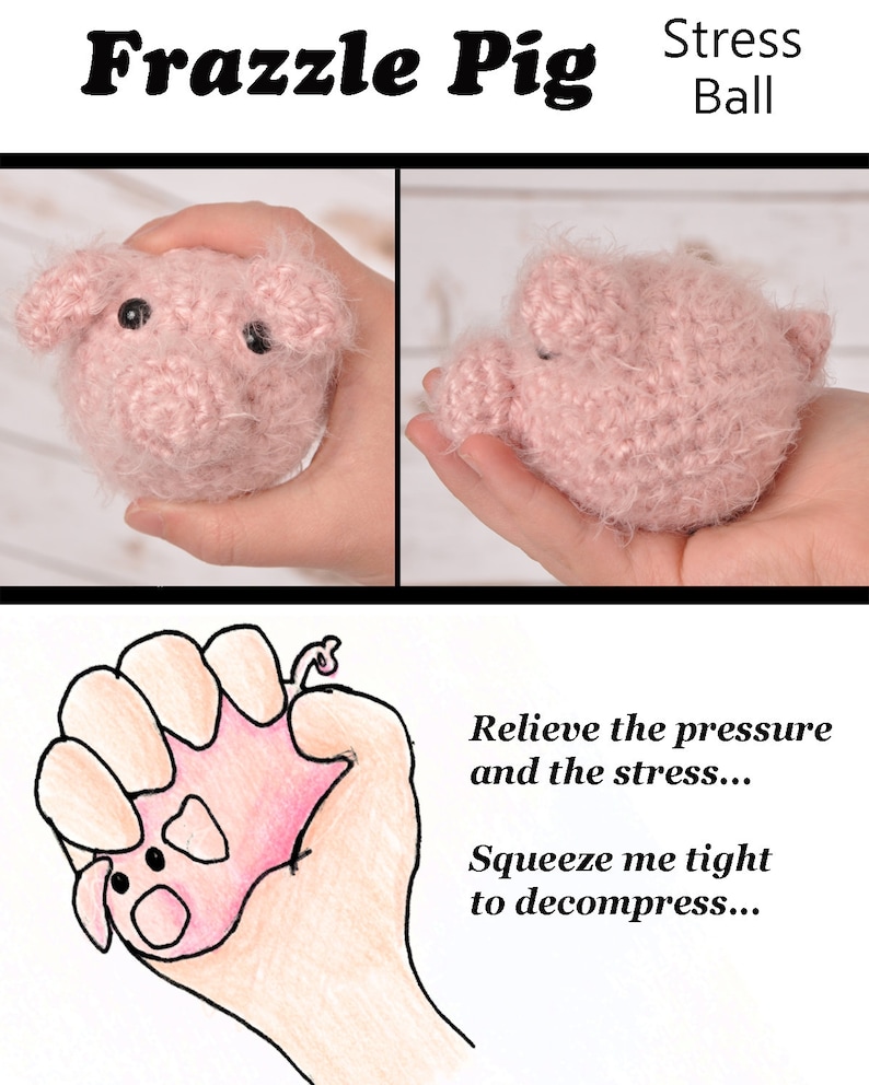 Crochet Pink Frazzle Pig Stress Ball - Etsy