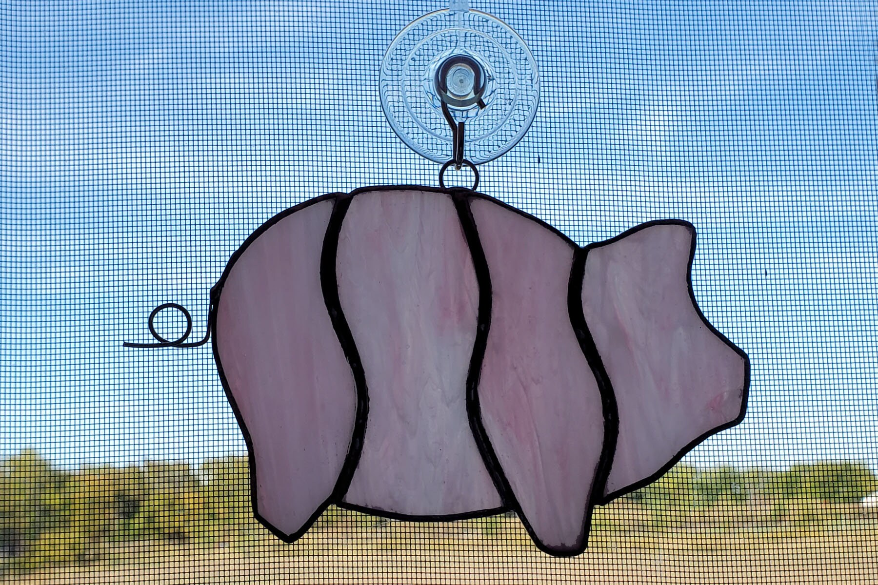 Stained Glass Pink Mini Potbelly Pig Suncatcher Glass Art | Etsy