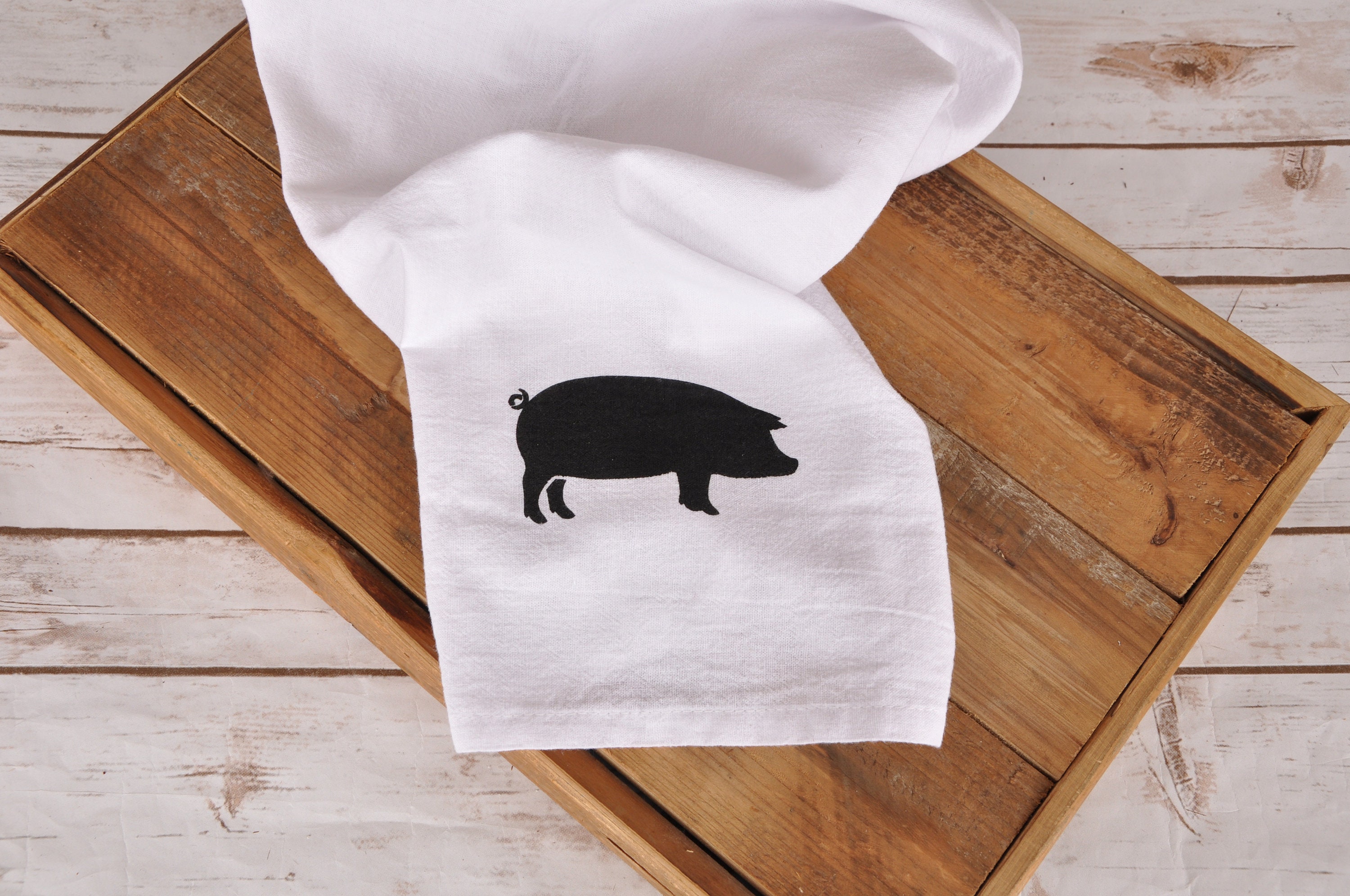 Pig Dish Towel Kitchen Towels Flour Sack Towel Farmhouse | Etsy