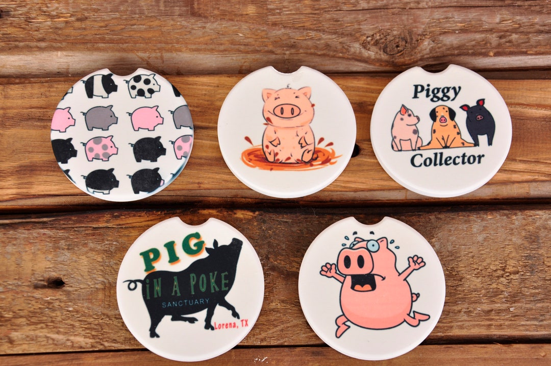 Pig Car Coaster: Absorbent Ceramic Cup Holder Decor - Etsy