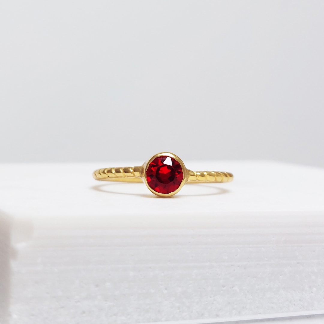 9ct Gold Ruby Ring, Ruby Engagement Ring, Bezel Set Ring, Ruby Wedding ...